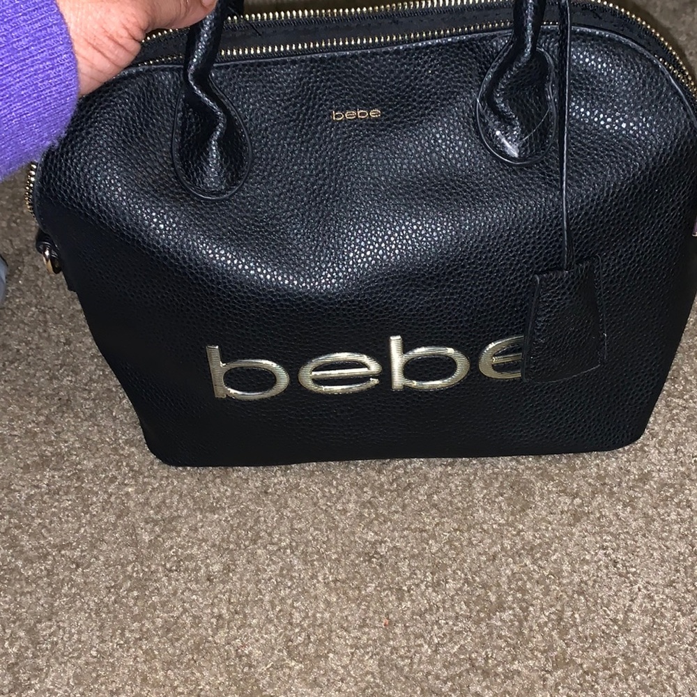 Bebe Fabiola Stamped Dome Black Bag Crossbody Strap M… - Gem